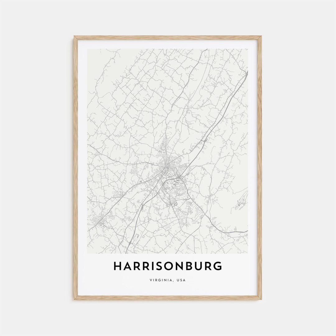 Map of Harrisonburg Print, Harrisonburg Map Gift, Harrisonburg Poster ...