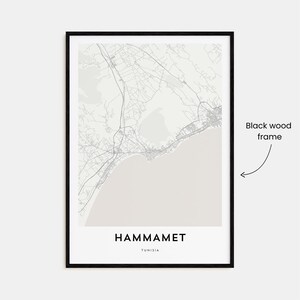 Map of Hammamet Print, Hammamet Map Gift, Hammamet Poster, City Map ...