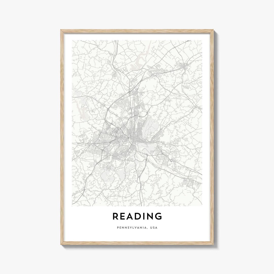 Map of Reading Pennsylvania Print, Reading Map Gift, Reading Poster ...