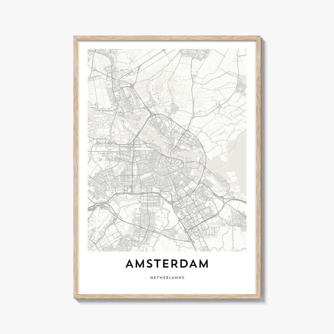 Amsterdam Map Poster Print, Dutch Wall Art, Netherlands Decor, Holland ...