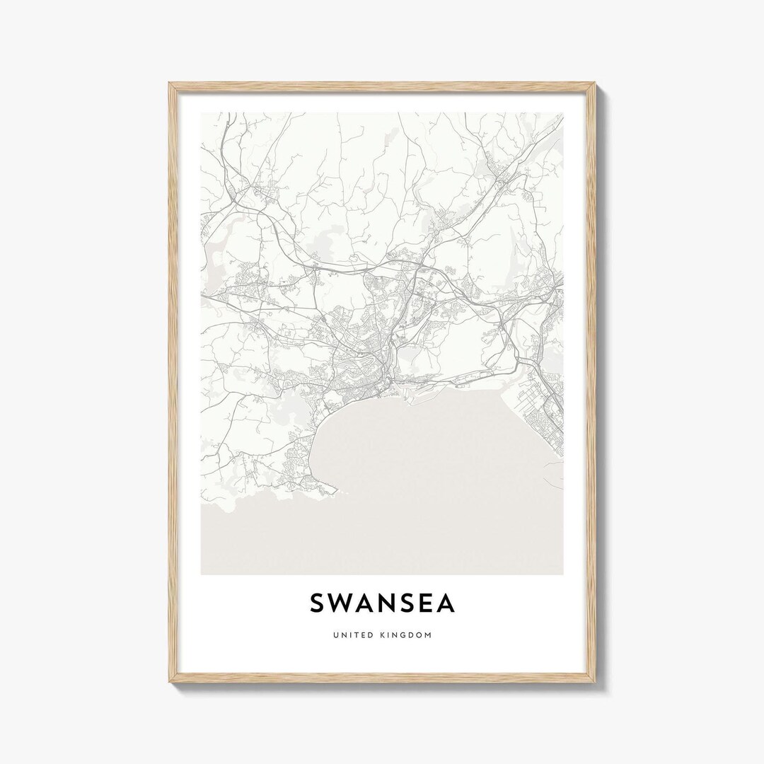 Swansea Map Poster Print, Wales Wall Art, United Kingdom Decor, City ...