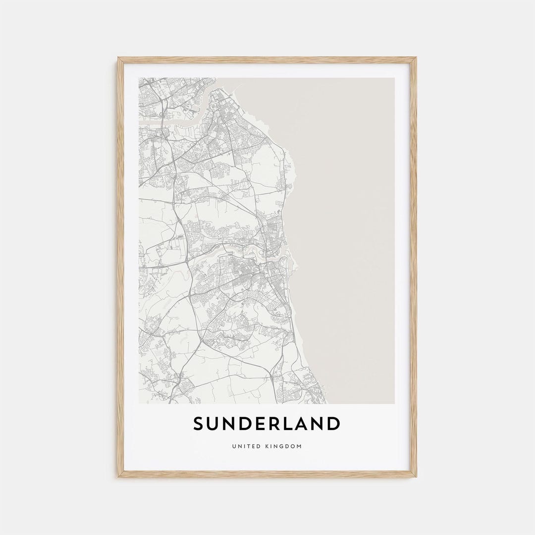 Map of Sunderland Print, Sunderland Map Gift, Sunderland Poster, City ...