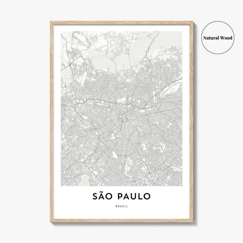 Sao Paulo Map Poster Print, Brazil Wall Art, Paulista Decor, SP City ...