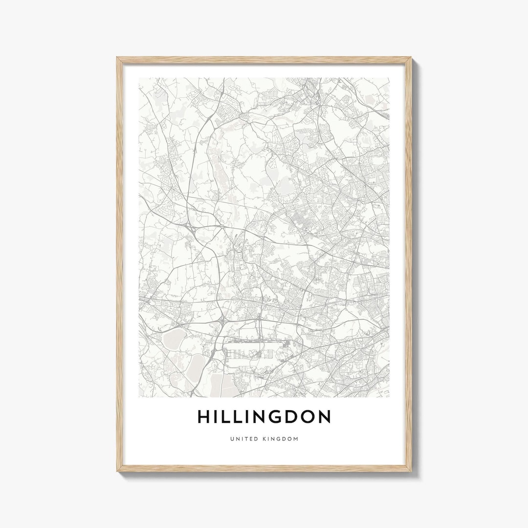 Map of Hillingdon Print, Hillingdon Map Gift, Hillingdon Poster, City ...