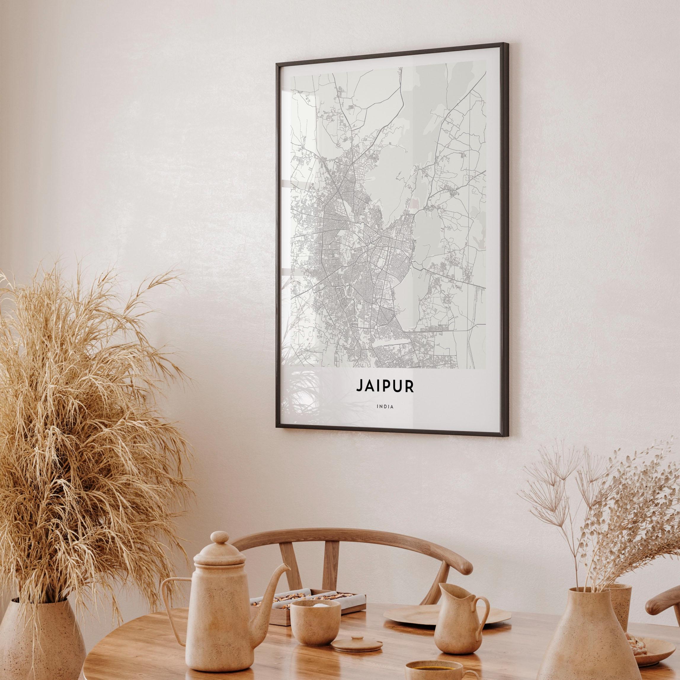 Map of Jaipur Print, Jaipur Map Gift, Jaipur Poster, City Map Artwork ...