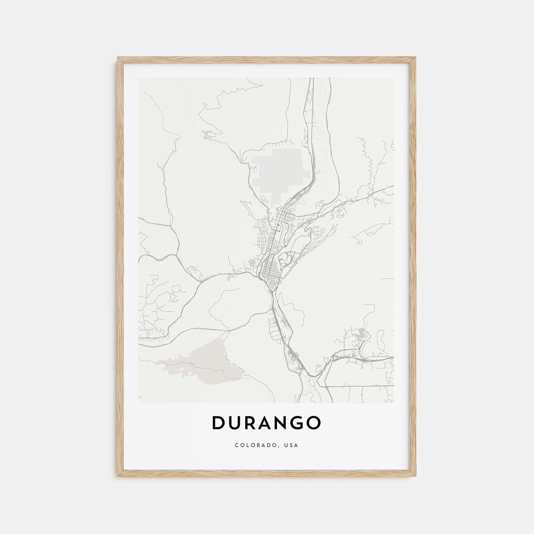 Map of Durango Colorado Print, Durango Map Gift, Durango Poster, City ...