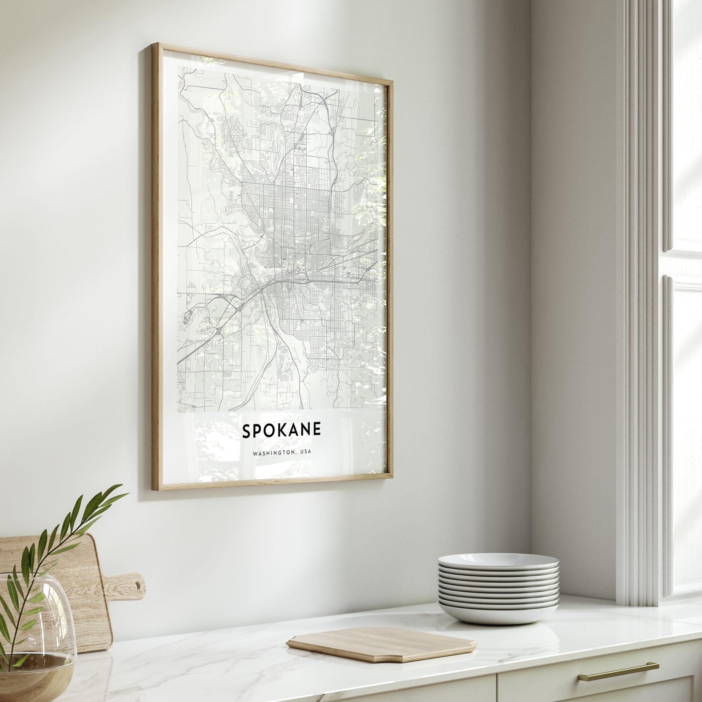 Map of Spokane Print, Spokane Map Gift, Spokane Poster, City Map ...