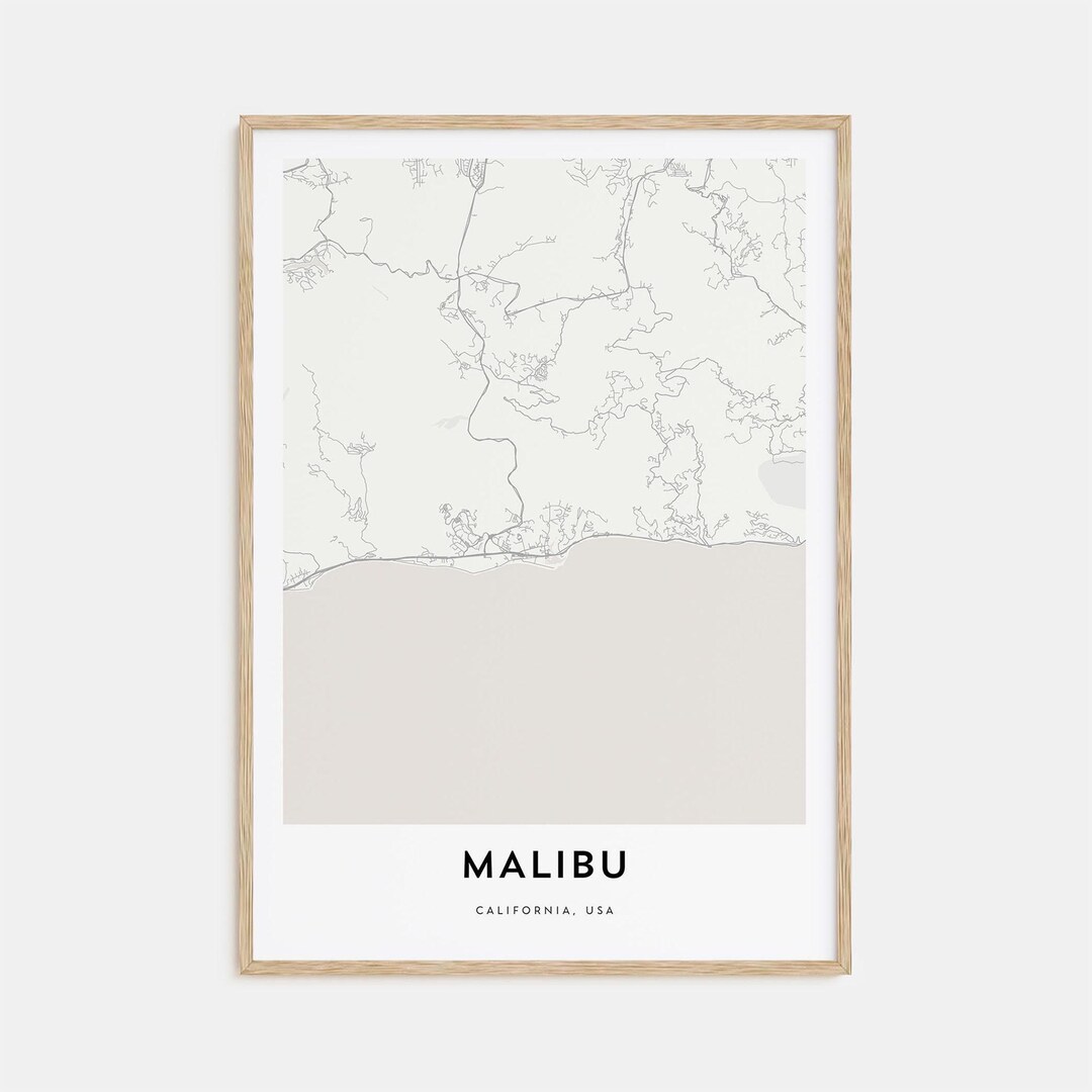 Map of Malibu Print, Malibu Map Gift, Malibu Poster, City Map Artwork ...