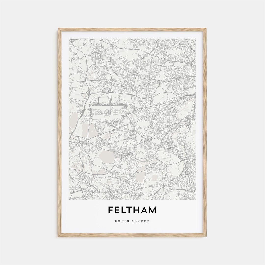 Map of Feltham Print, Feltham Map Gift, Feltham Poster, City Map ...