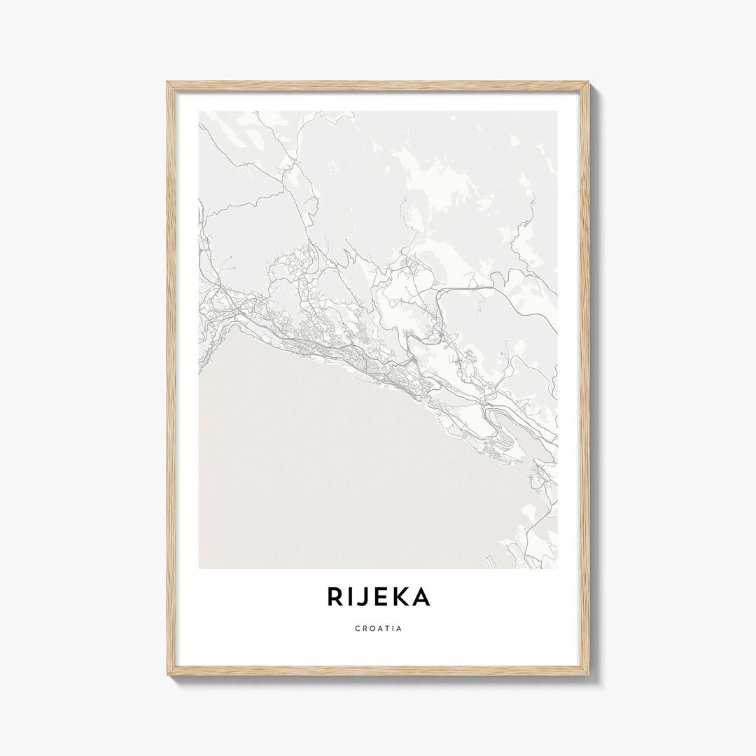 Rijeka Map Poster Print, Croatia Wall Art, Kvarner Bay Decor, Adriatic ...