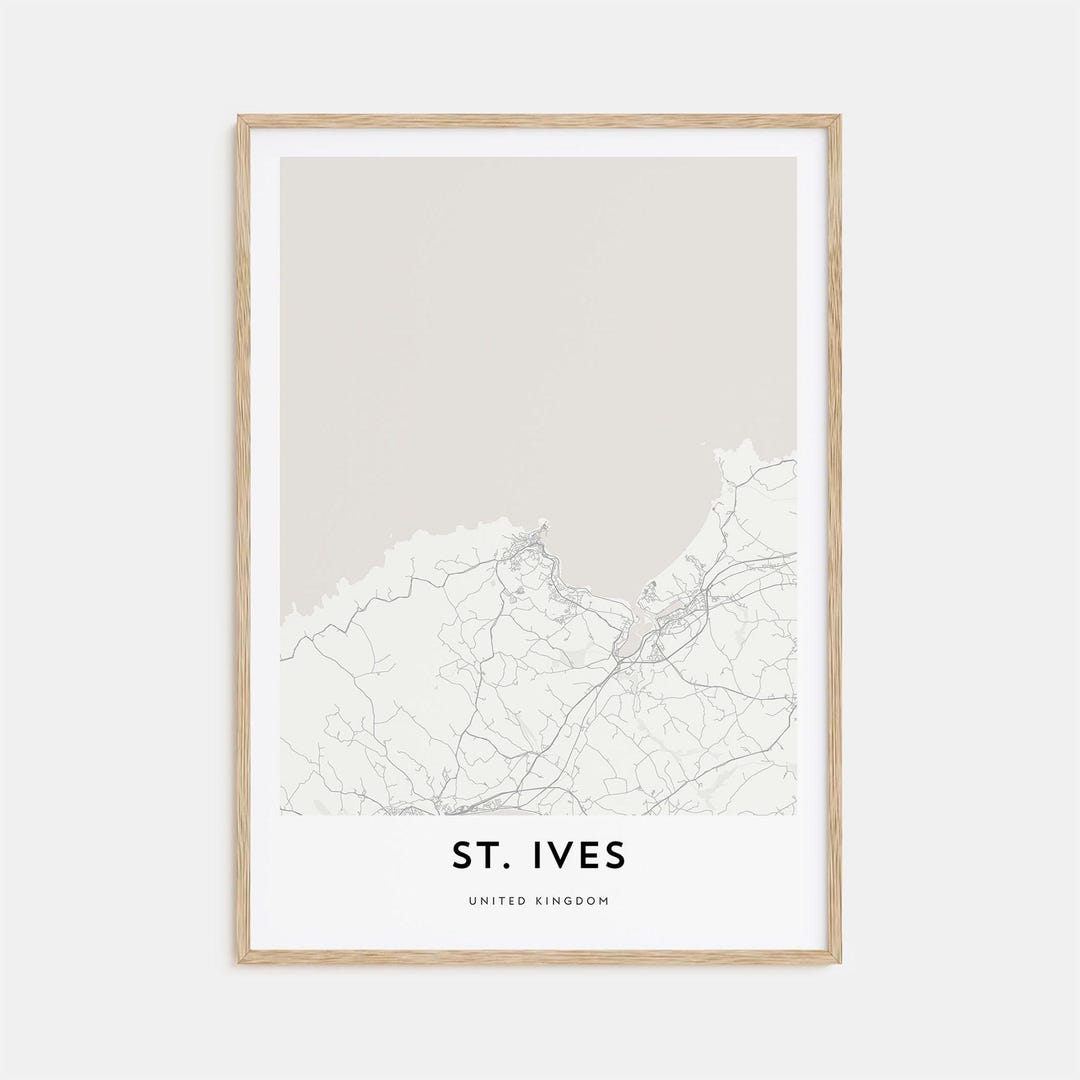 Map of St Ives Print, St Ives Map Gift, St Ives Poster, City Map ...