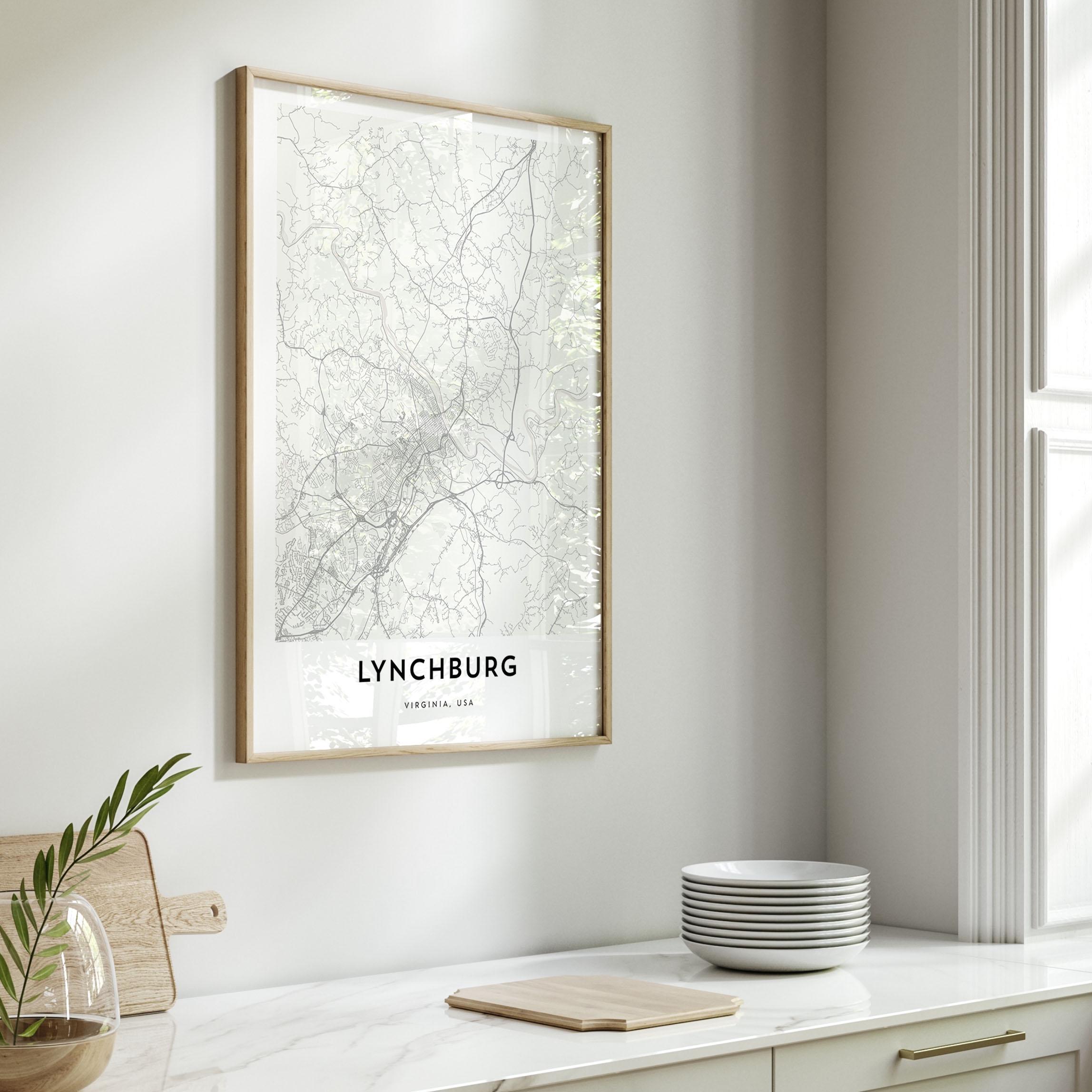 Map of Lynchburg Print, Lynchburg Map Gift, Lynchburg Poster, City Map ...