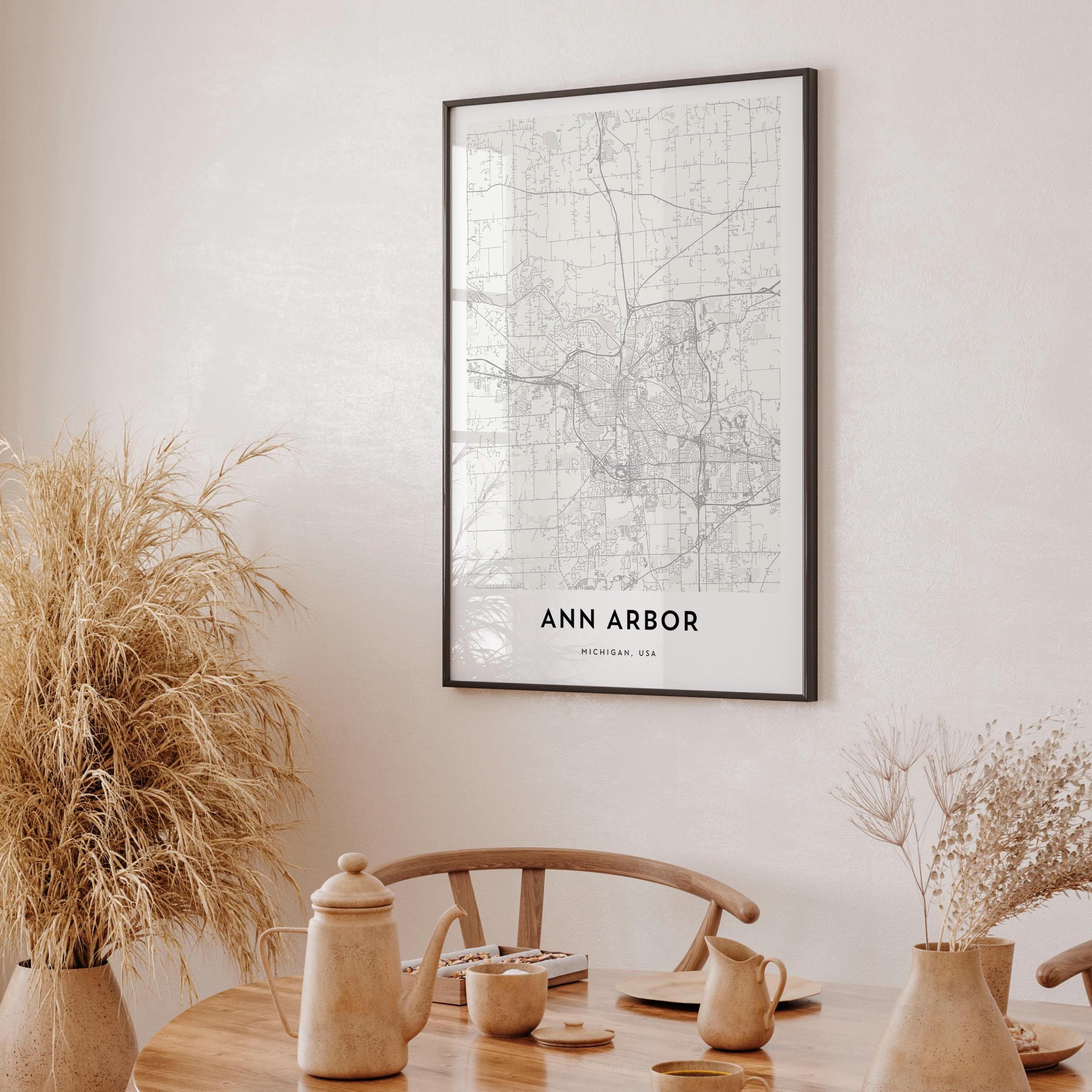 Map of Ann Arbor Print, Ann Arbor Map Gift, Ann Arbor Poster, City Map ...