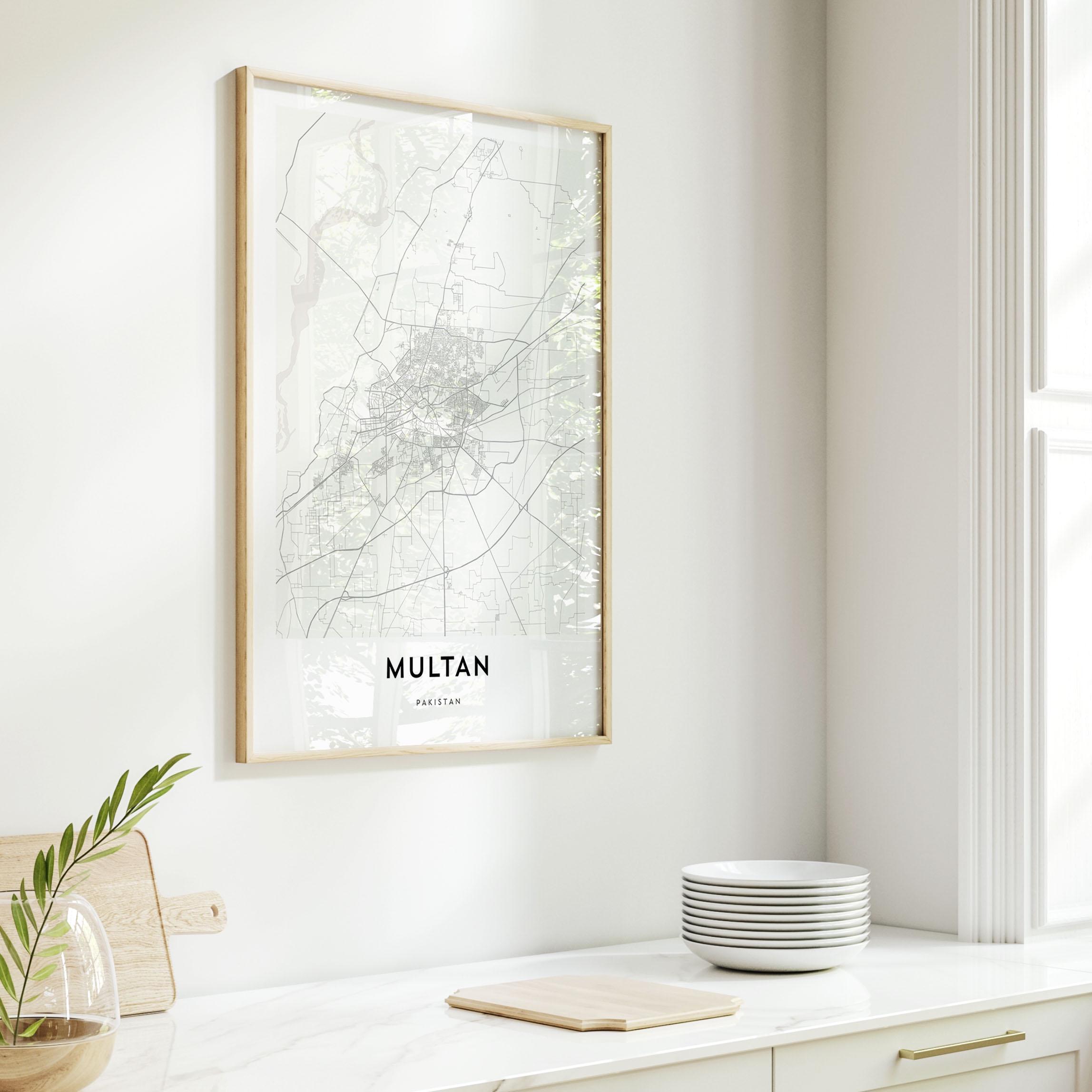 Map of Multan Print, Multan Map Gift, Multan Poster, City Map Artwork ...