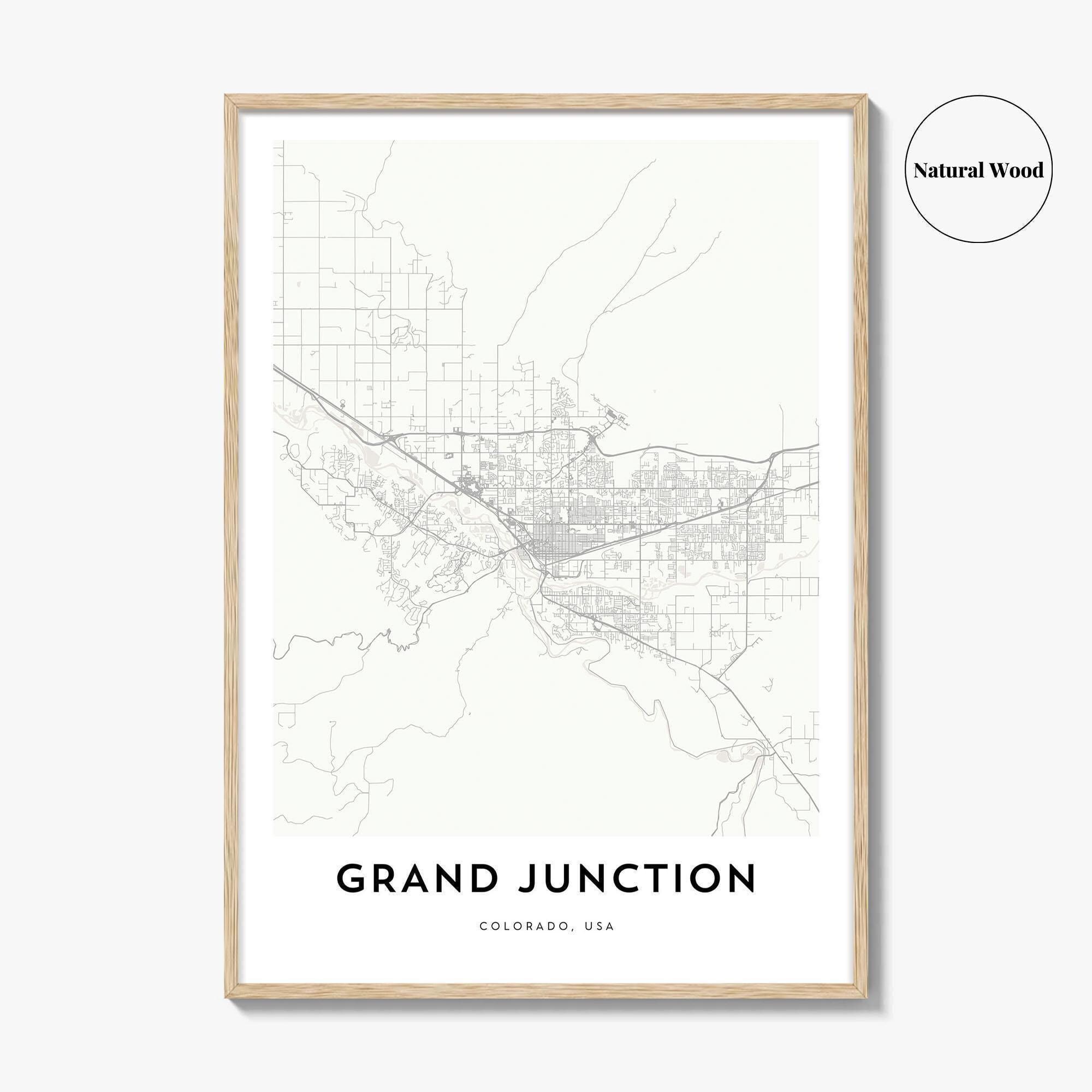 Grand Junction Map Poster Print, Colorado Wall Art, USA Decor, Mesa ...