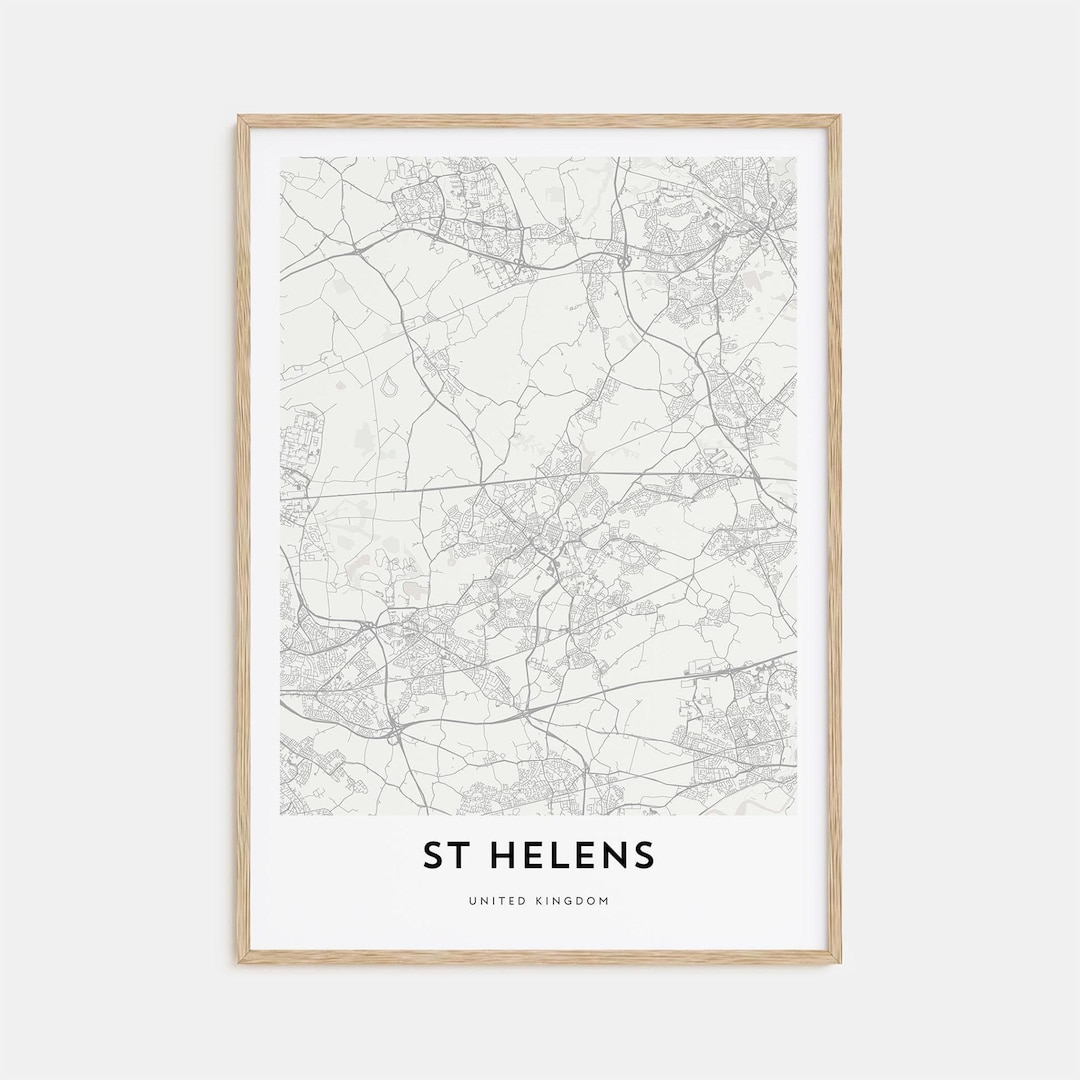 Map of St Helens Print, St Helens Map Gift, St Helens Poster, City Map ...