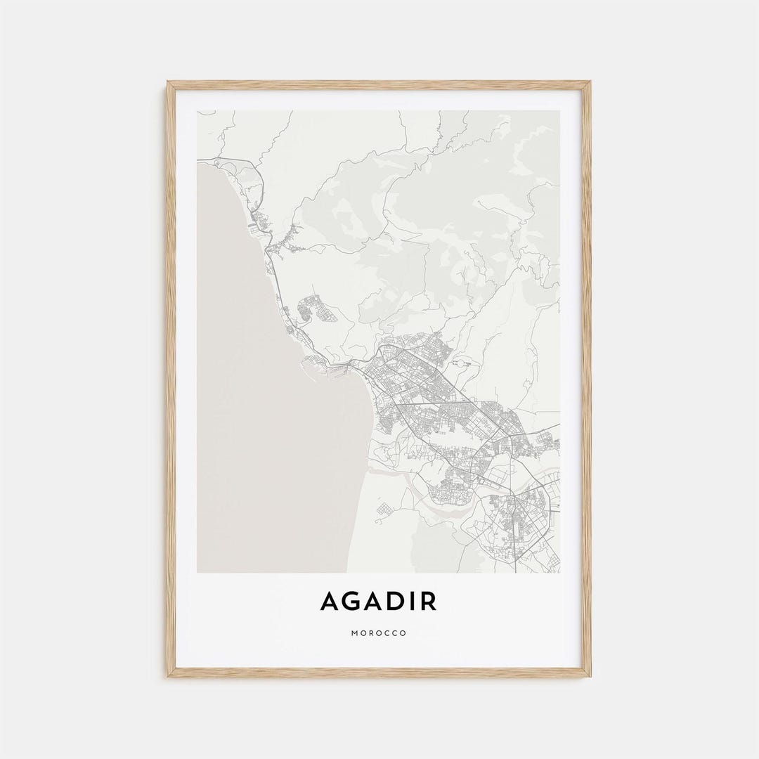 Map of Agadir Print, Agadir Map Gift, Agadir Poster, City Map Artwork ...