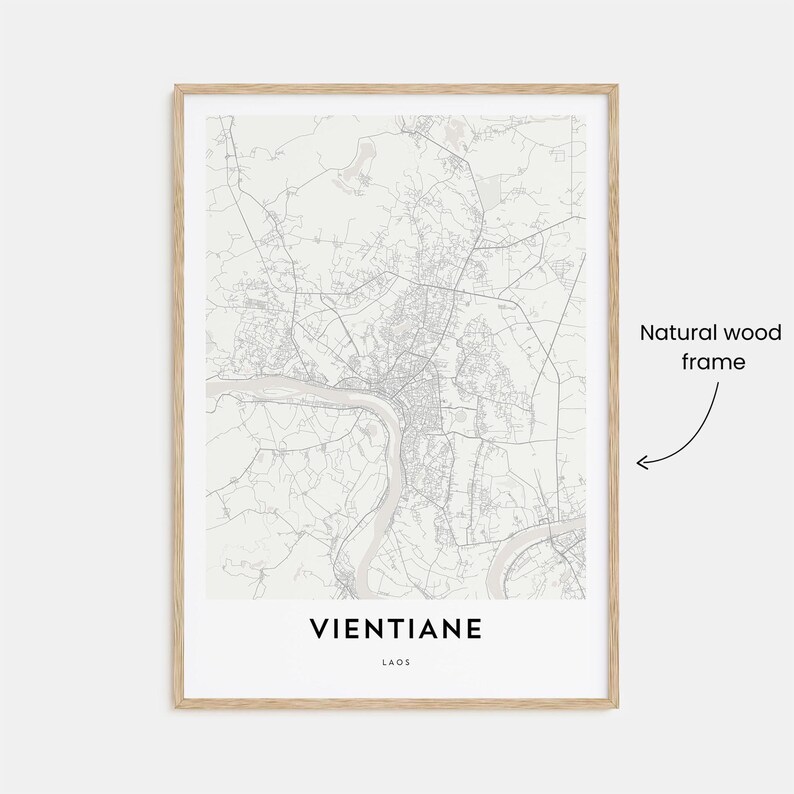 Map of Vientiane Print, Vientiane Map Gift, Vientiane Poster, City Map ...