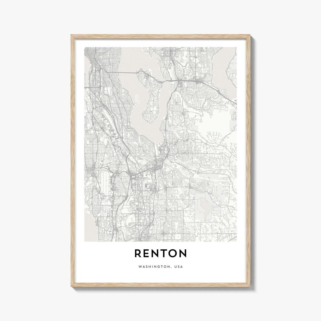 Map of Renton Print, Renton Map Gift, Renton Poster, City Map Artwork ...