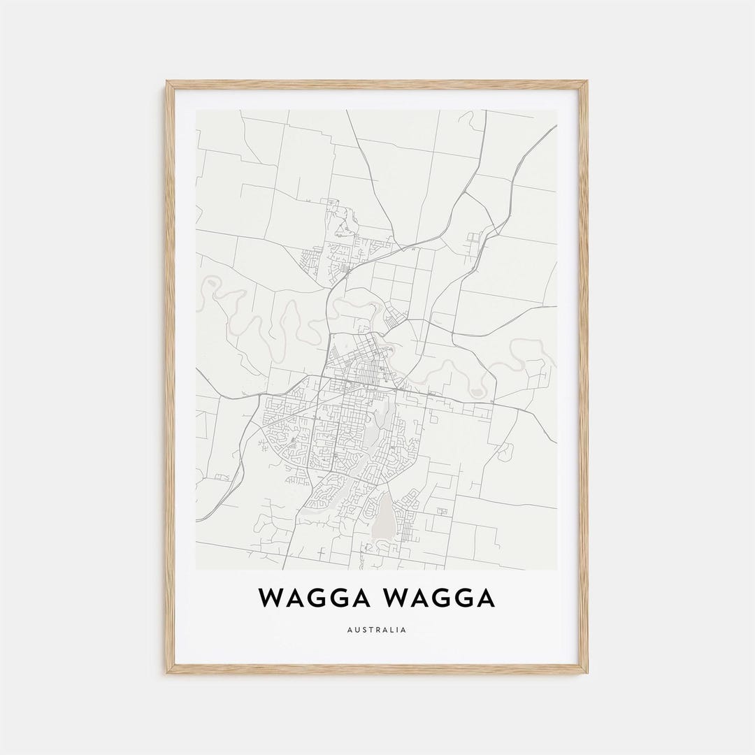 Map of Wagga Wagga Print, Wagga Wagga Map Gift, Wagga Wagga Poster ...