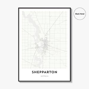 Map of Shepparton Print, Shepparton Map Gift, Shepparton Poster, City ...