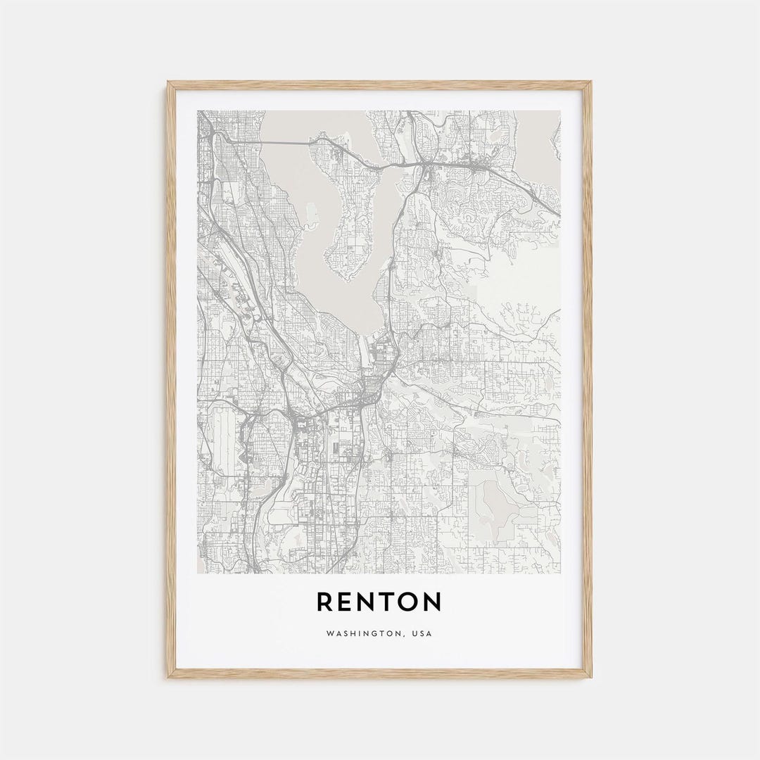 Map of Renton Print, Renton Map Gift, Renton Poster, City Map Artwork ...