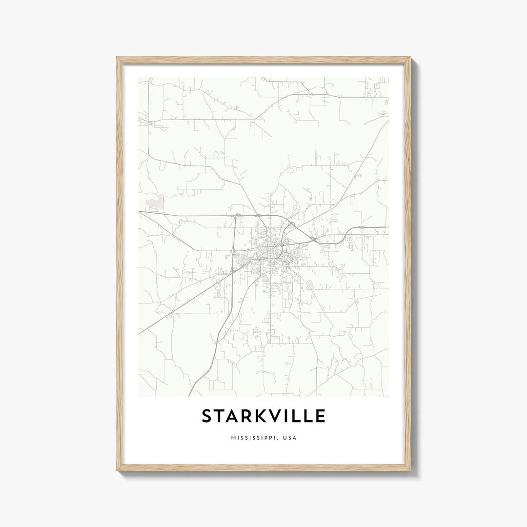 Map of Starkville Print, Starkville Map Gift, Starkville Poster, City ...