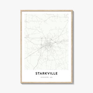 Map of Starkville Print, Starkville Map Gift, Starkville Poster, City ...