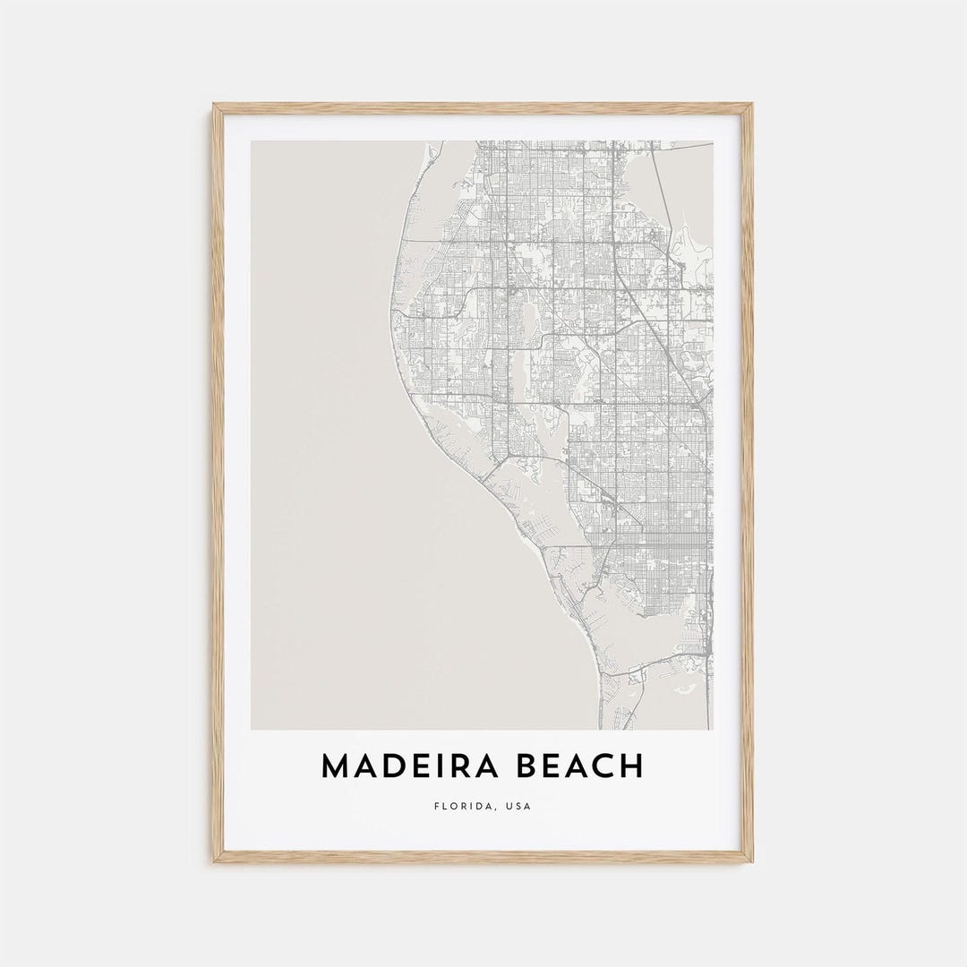 Map of Madeira Beach Print, Madeira Beach Map Gift, Madeira Beach ...