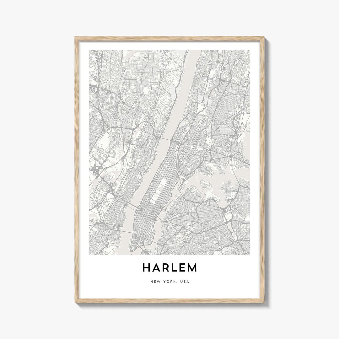 Map of Harlem Print, Harlem Map Gift, Harlem Poster, City Map Artwork ...