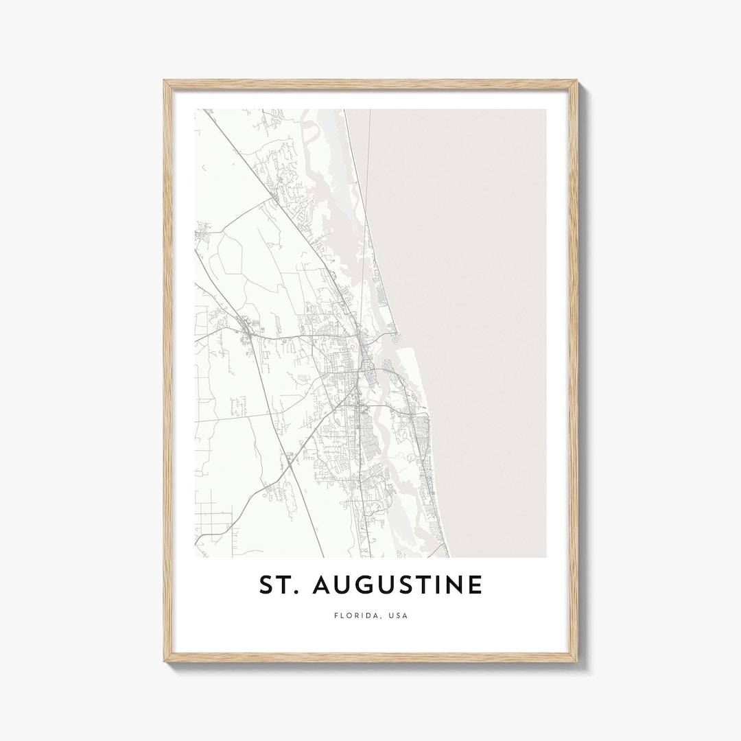 Map of St Augustine Print, St Augustine Map Gift, St Augustine Poster, City Map Artwork for Home ...