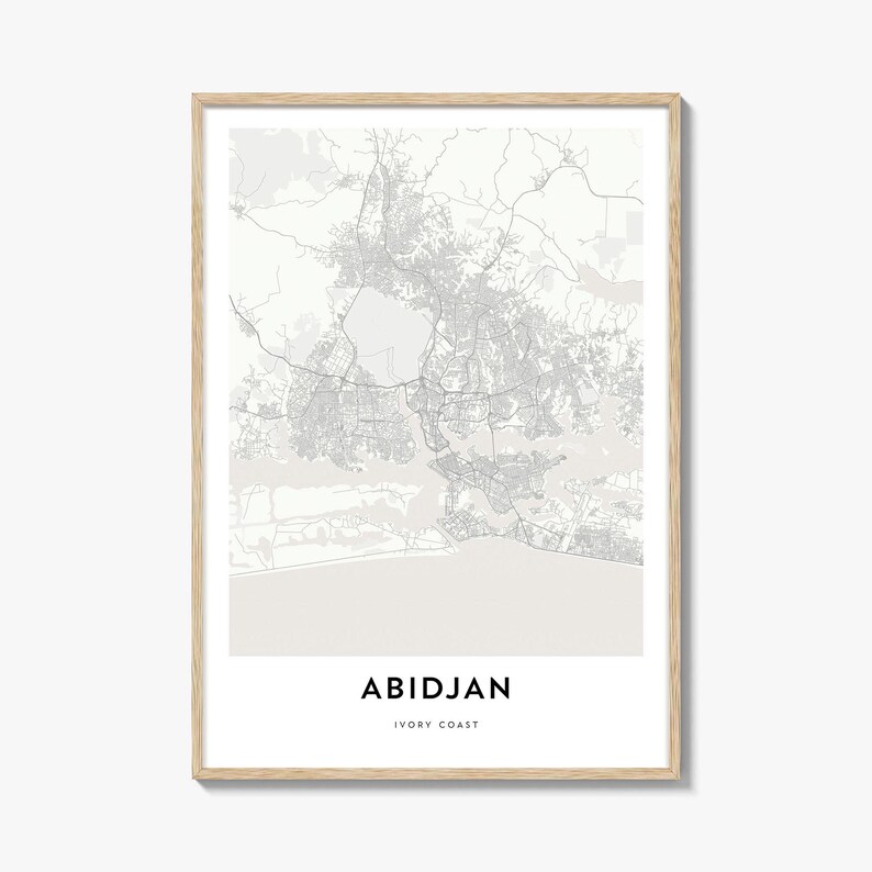 Map of Abidjan Print, Abidjan Map Gift, Abidjan Poster, City Map ...