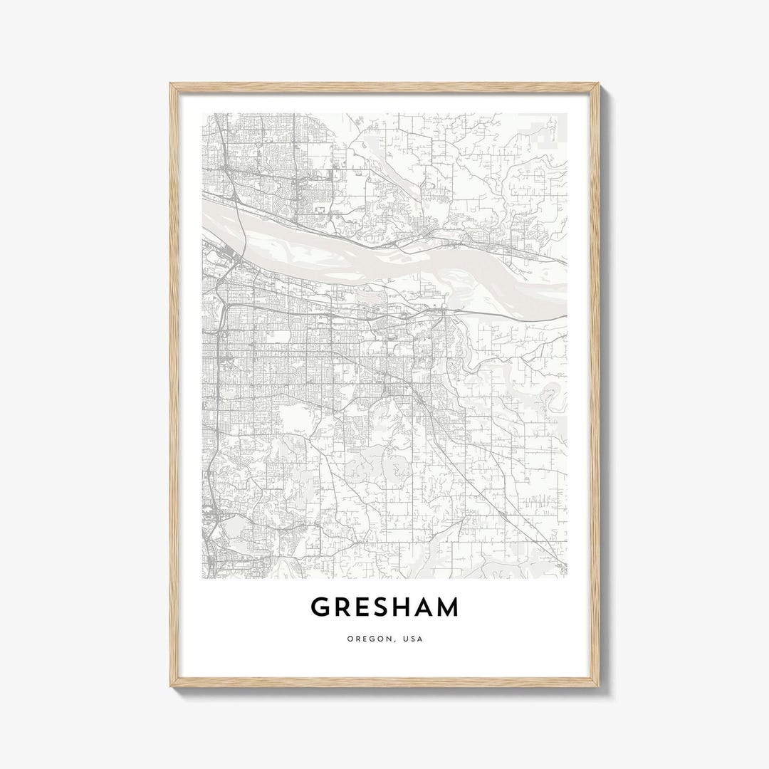 Gresham Map Poster Print, Oregon Wall Art, USA Decor, Portland City ...