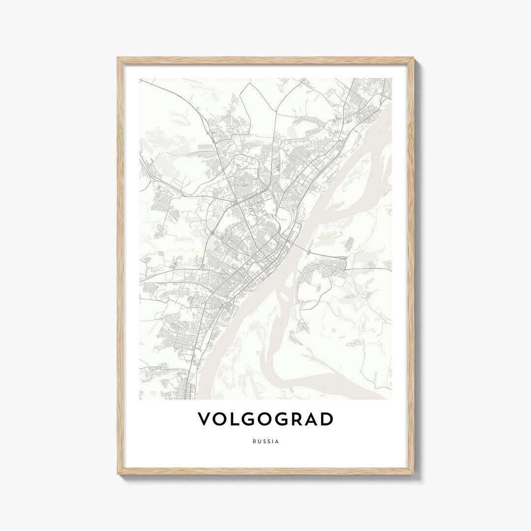 Volgograd Map Poster Print, Tsaritsyn Wall Art, Russia Decor, City ...