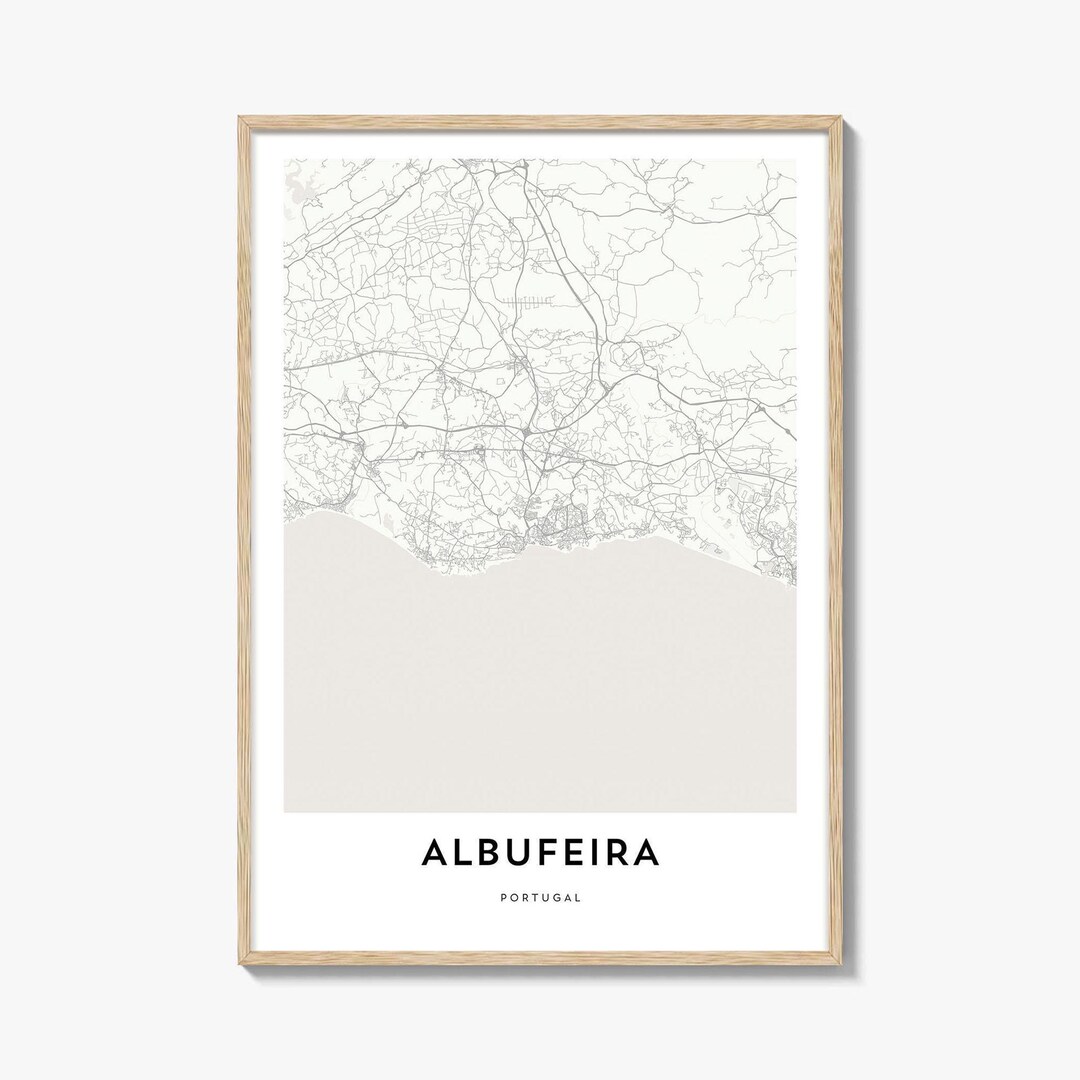 Impressão do mapa de Albufeira: arte do mapa da cidade de Portugal ...