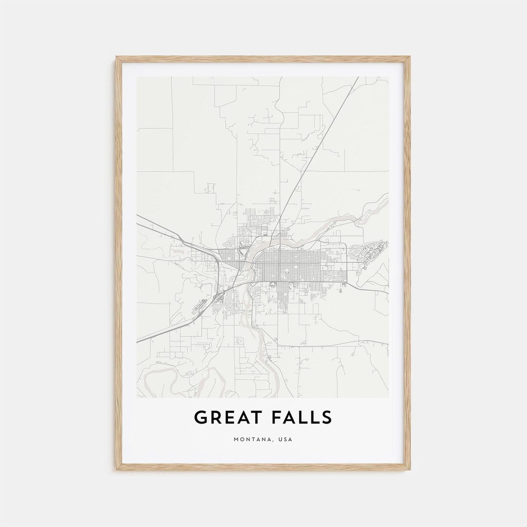 Map of Great Falls Print, Great Falls Map Gift, Great Falls Poster ...