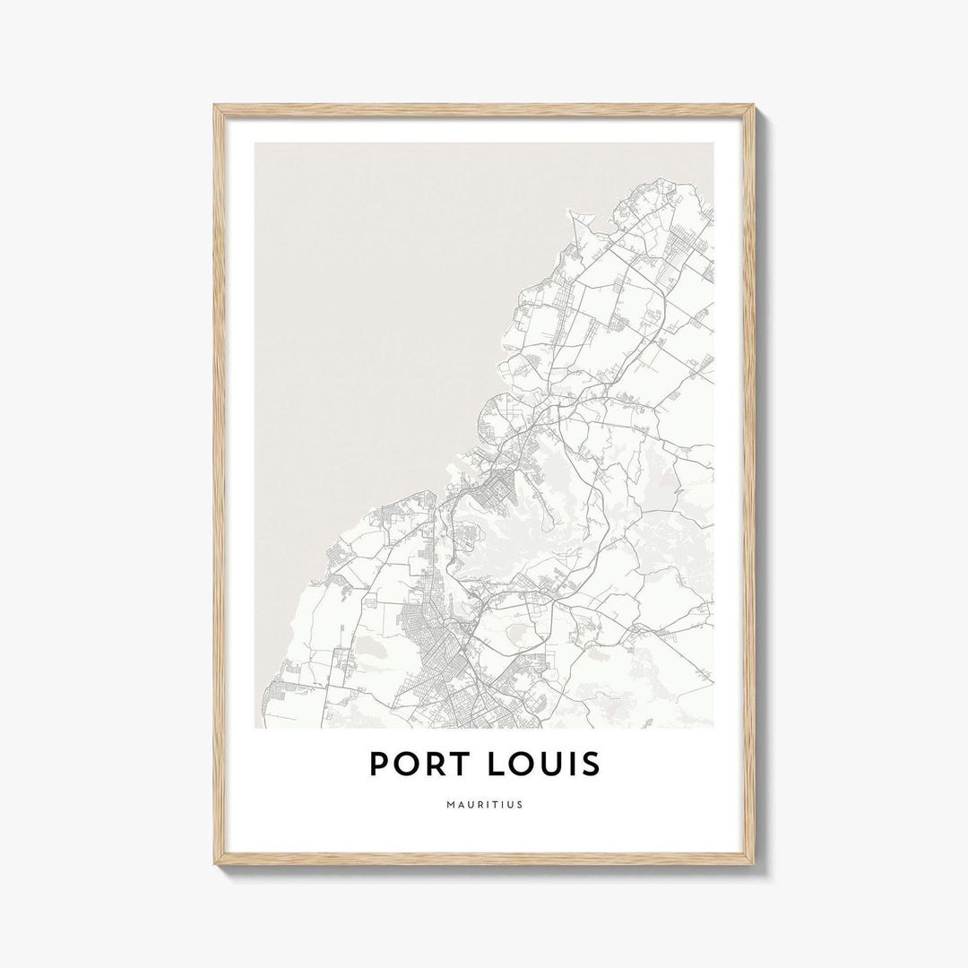 Port Louis Map Poster Print, Mauritius Wall Art, Indian Ocean Decor ...