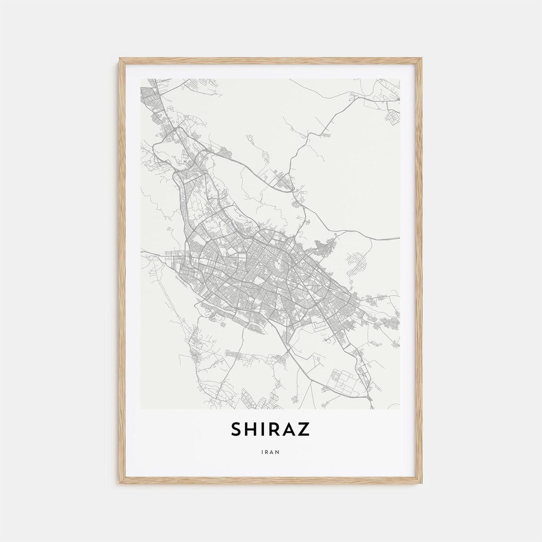 Map of Shiraz Print, Shiraz Map Gift, Shiraz Poster, City Map Artwork ...