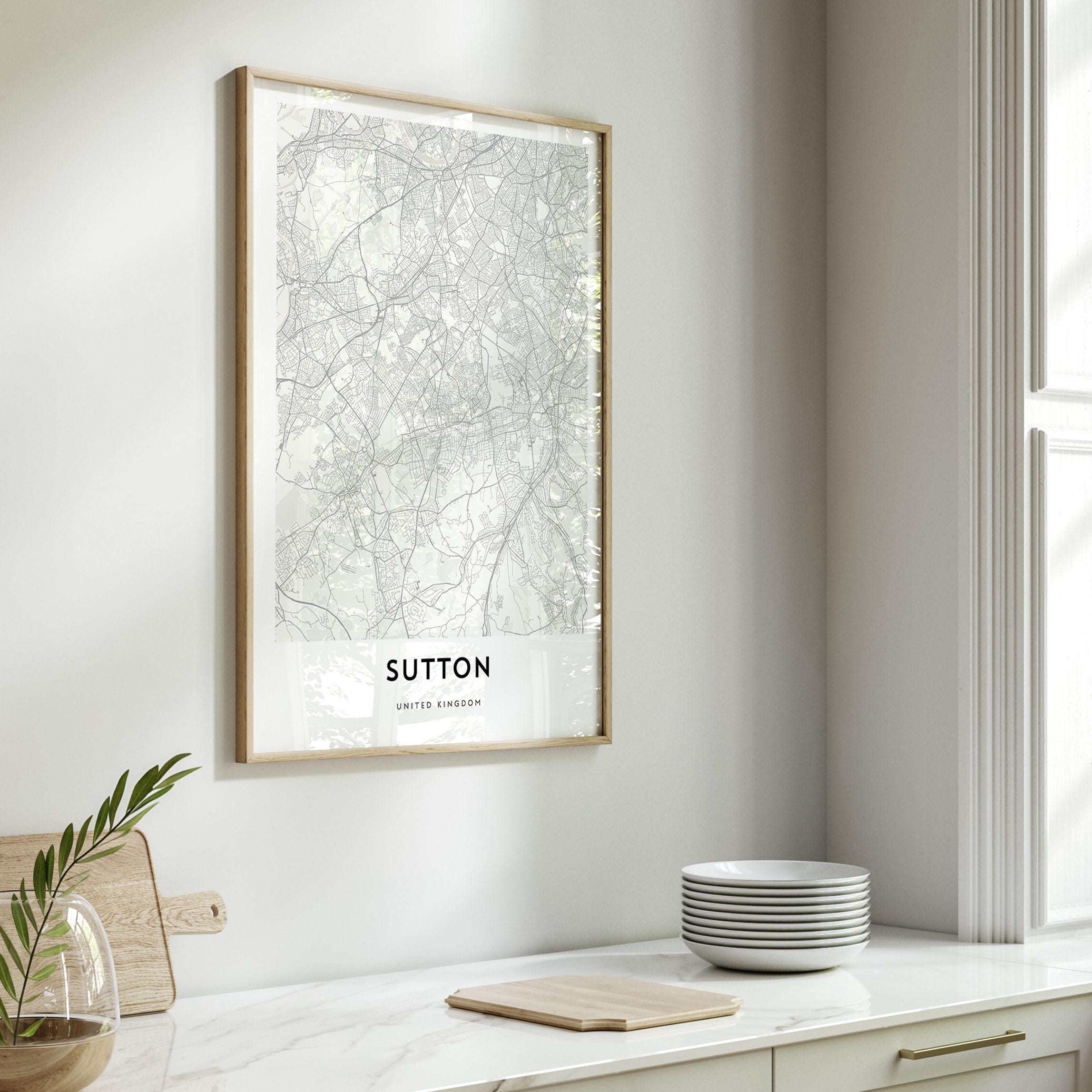 Map of Sutton Print, Sutton Map Gift, Sutton Poster, City Map Artwork ...
