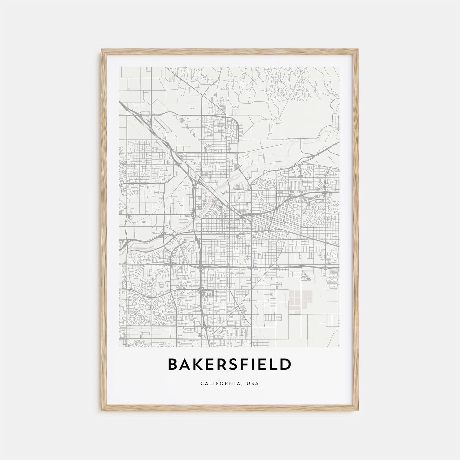Map of Bakersfield Print, Bakersfield Map Gift, Bakersfield Poster, City Map Artwork for Home ...