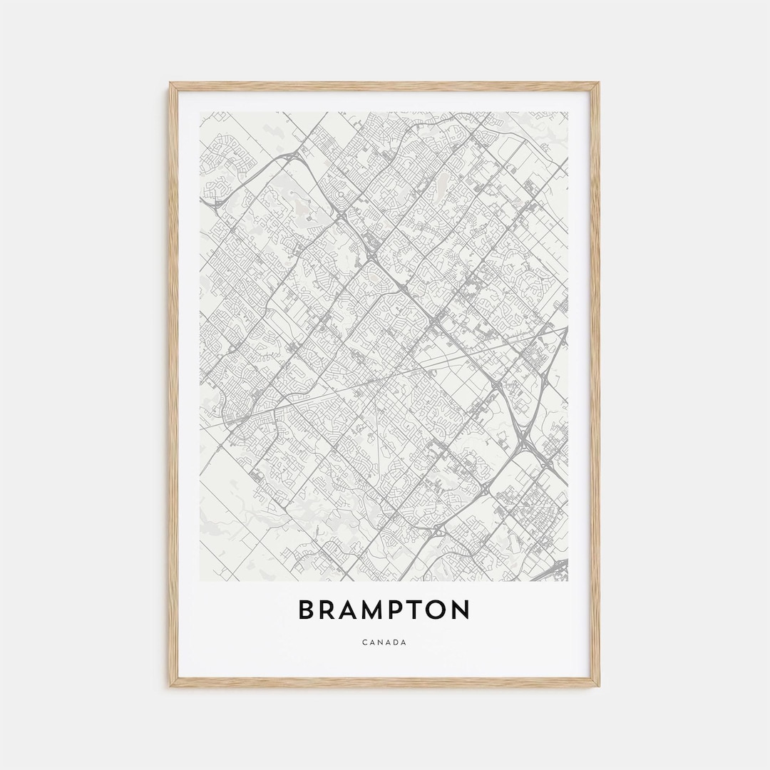 Map of Brampton Print, Brampton Map Gift, Brampton Poster, City Map ...