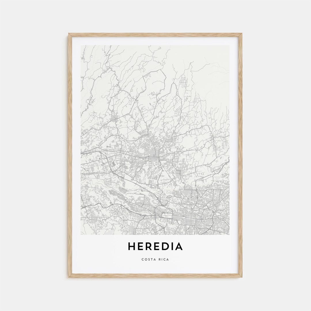 Mapa de Heredia Impressão, Mapa de Heredia Presente, Cartaz de Heredia ...