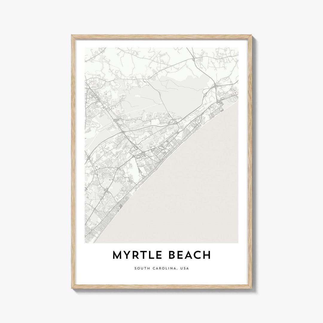 Myrtle Beach Map Poster Print, South Carolina Wall Art, USA Decor ...