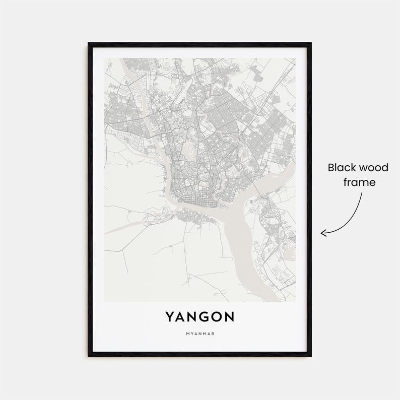 Map of Yangon Print, Yangon Map Gift, Yangon Poster, City Map Artwork ...