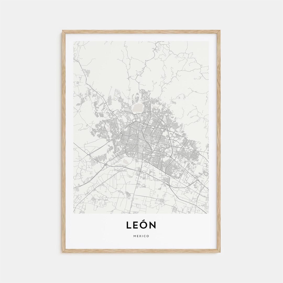Impresión del mapa de León, México, regalo del mapa de León, póster de León, obra de arte del ...