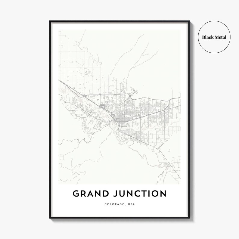 Grand Junction Map Poster Print, Colorado Wall Art, USA Decor, Mesa ...