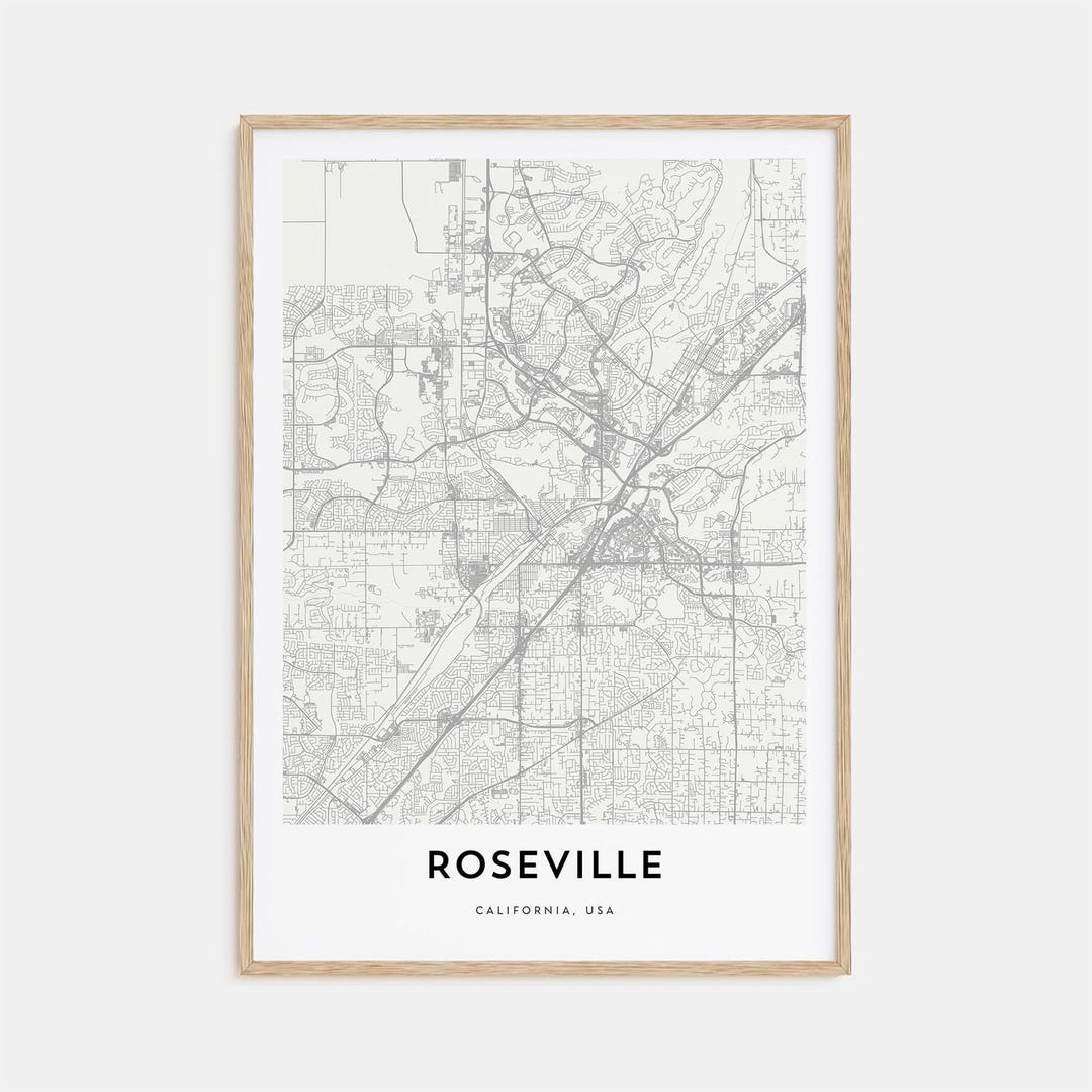 Map of Roseville Print, Roseville Map Gift, Roseville Poster, City Map ...
