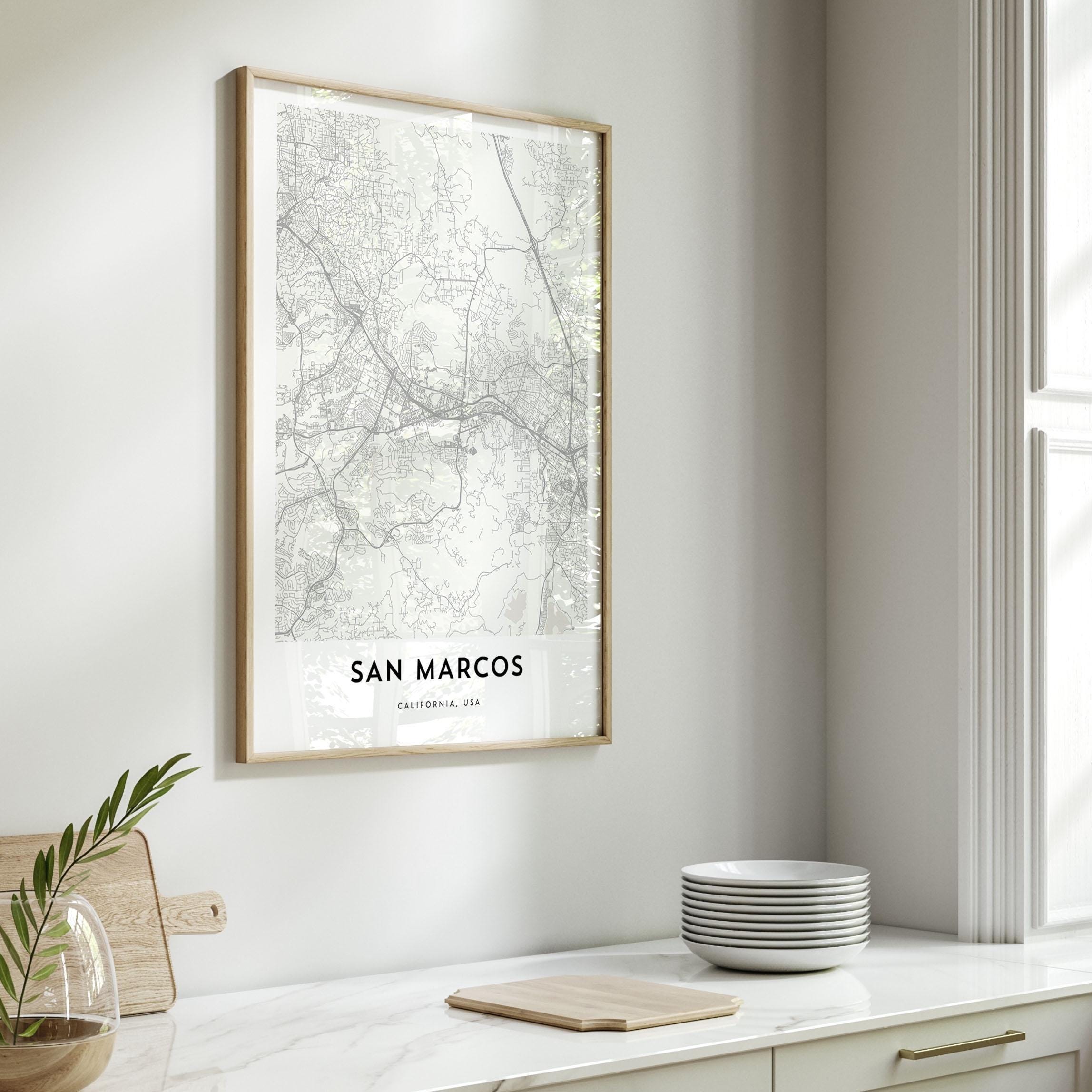 Map of San Marcos Print, San Marcos Map Gift, San Marcos Poster, City ...
