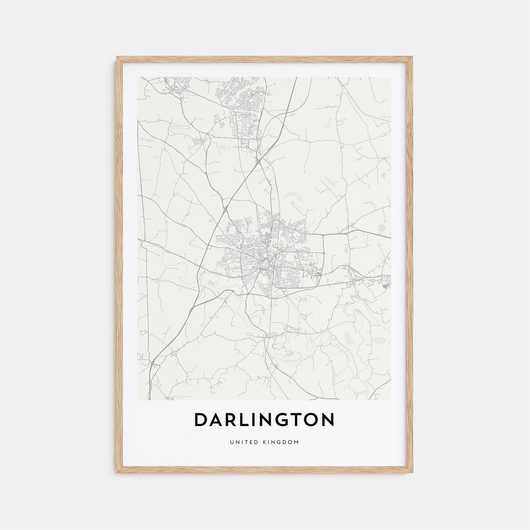 Map of Darlington Print, Darlington Map Gift, Darlington Poster, City ...