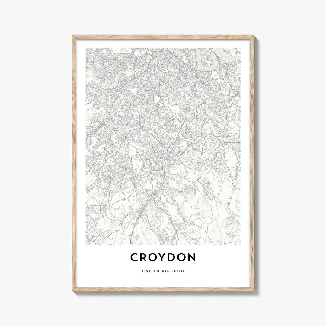 Croydon Map Poster Print, London Wall Art, England Decor, UK City ...